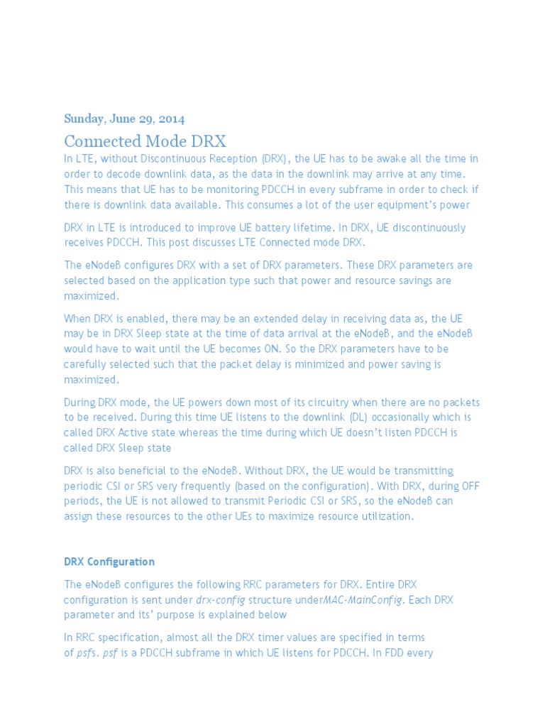 How LTE Stuff Works?: Connected Mode DRX | PDF | Duplex ...