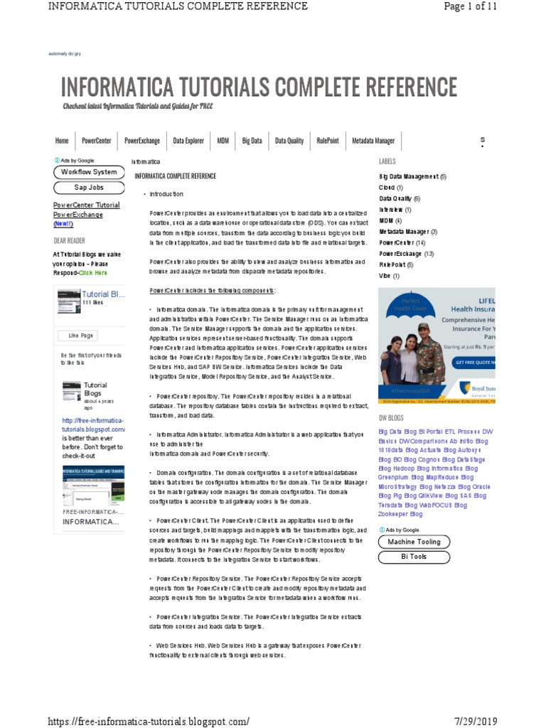 Informatica Tutorials Complete Reference | PDF | Metadata | Web Service