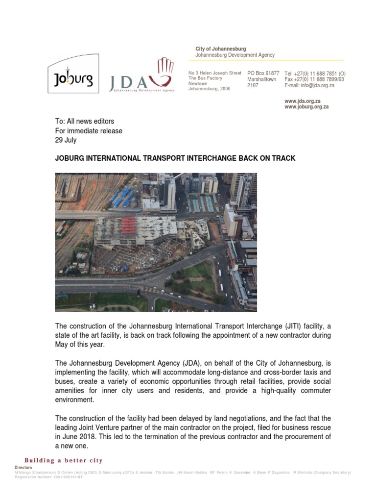 Joburg Intermodal Transport Interchange Back On Track Final | PDF ...