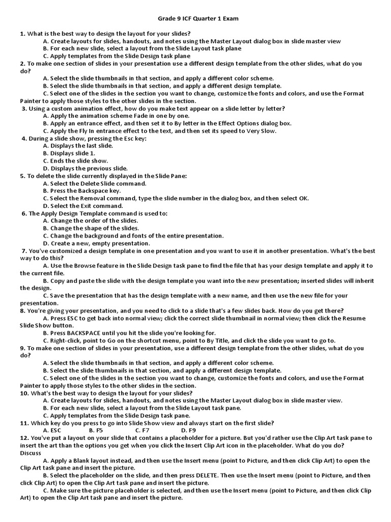 Grade 9 ICF Quarter 1 Exam Review | PDF | Microsoft Windows | System ...