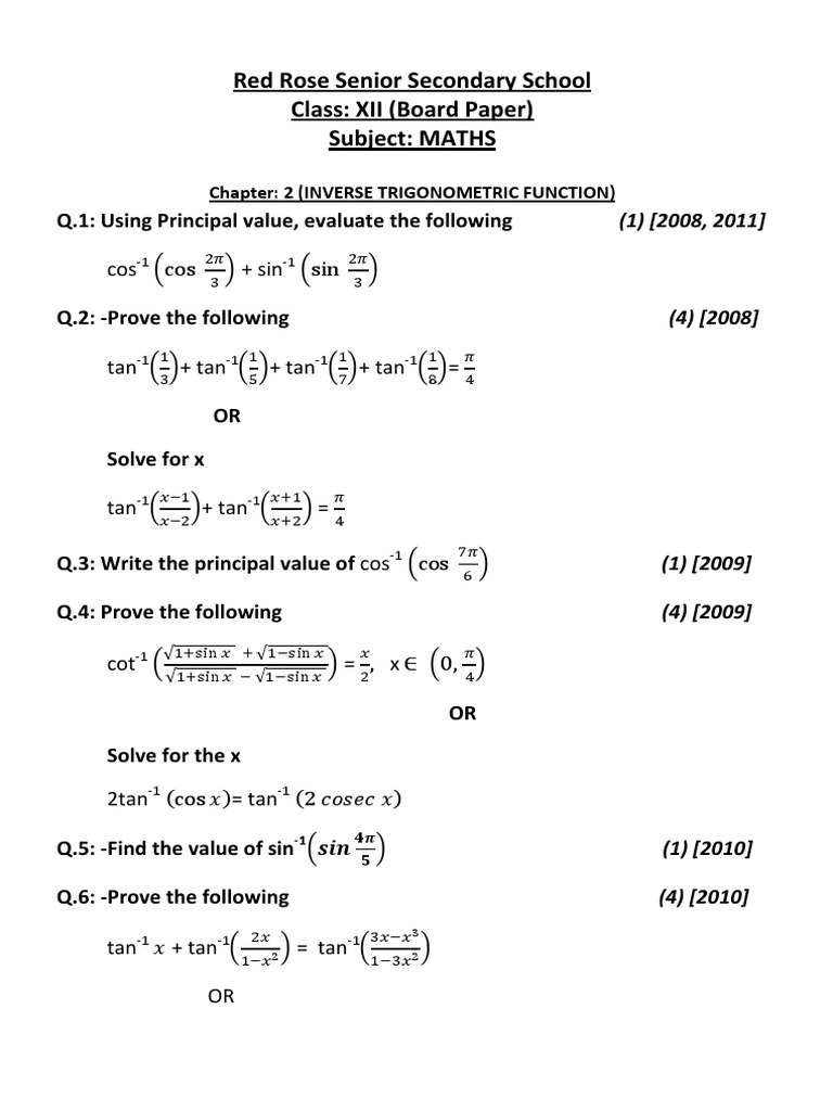 2 Inverse T Function Till 2019 | PDF | Trigonometric Functions ...