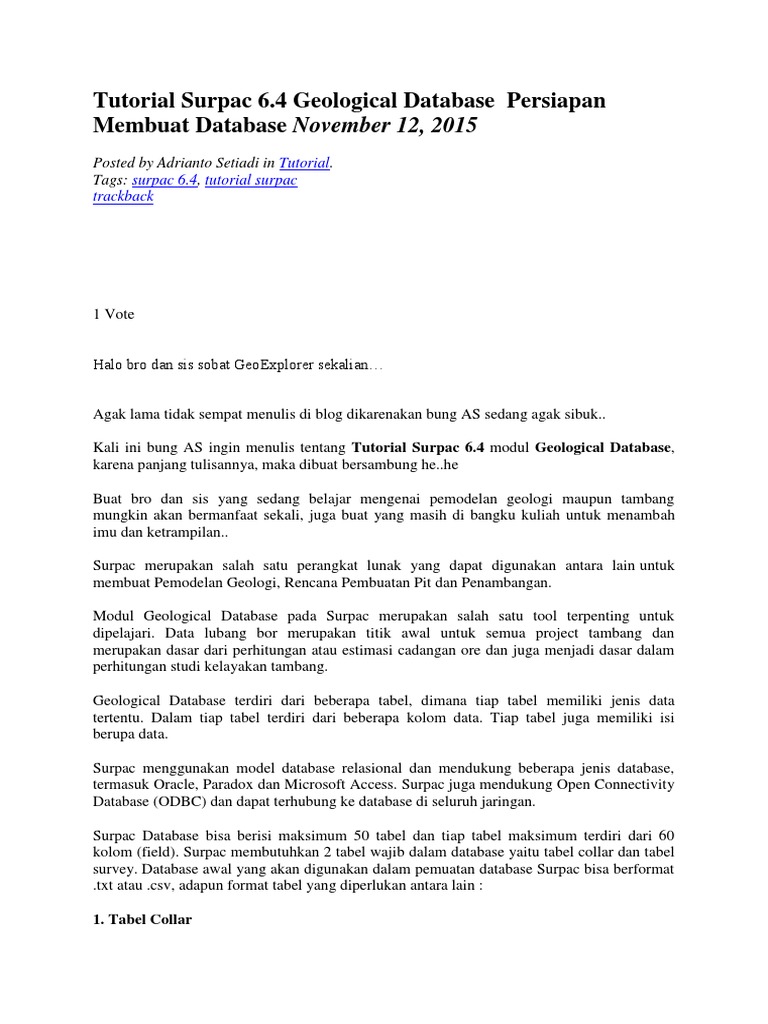 Tutorial Surpac 6 | PDF