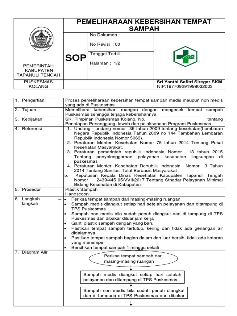 SOP Pemeliharaan Tempat Sampah | PDF
