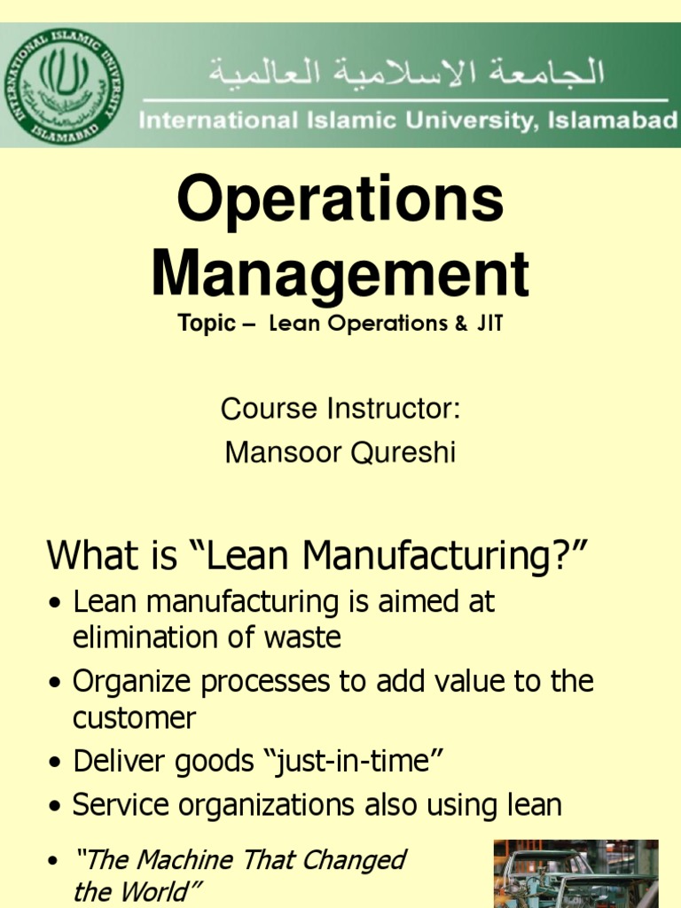 JIT & Lean Operations | PDF | Lean Manufacturing | Industries