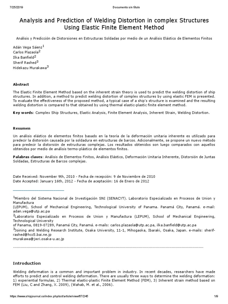 View of Analysis and Prediction of Welding Distortion in Complex Structures Using Elastic Finite ...