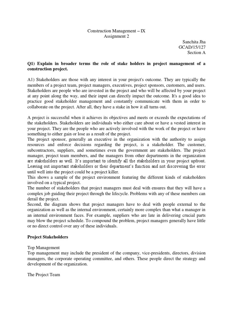 CM Assignment 2 | PDF | Stakeholder (Corporate) | Project Management