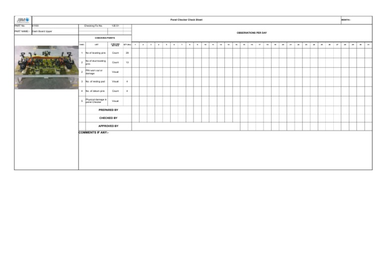 Panel Checker Check Sheet.. | PDF