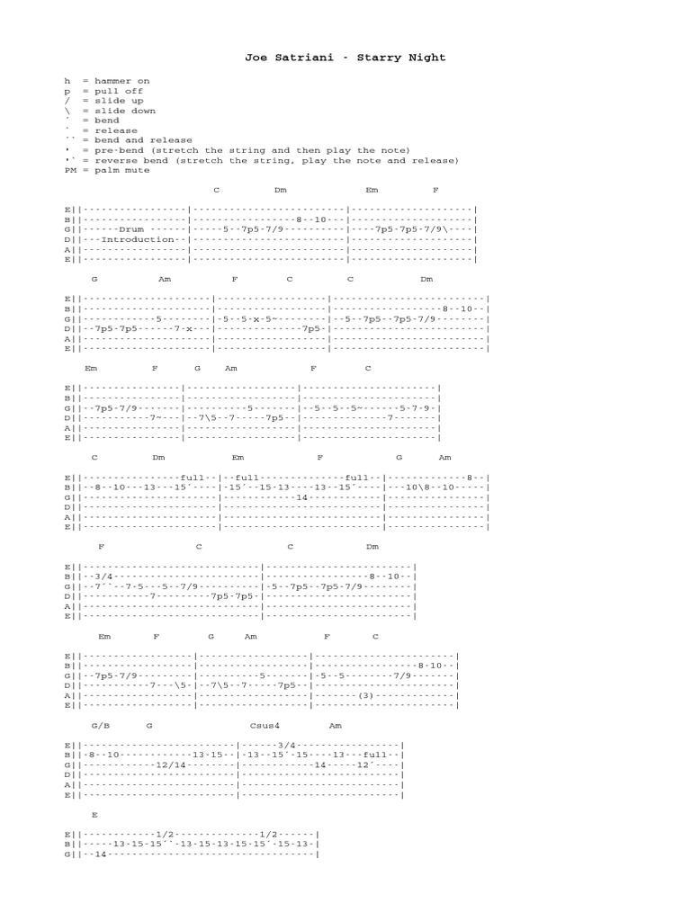 Joe Satriani Starry Night | PDF