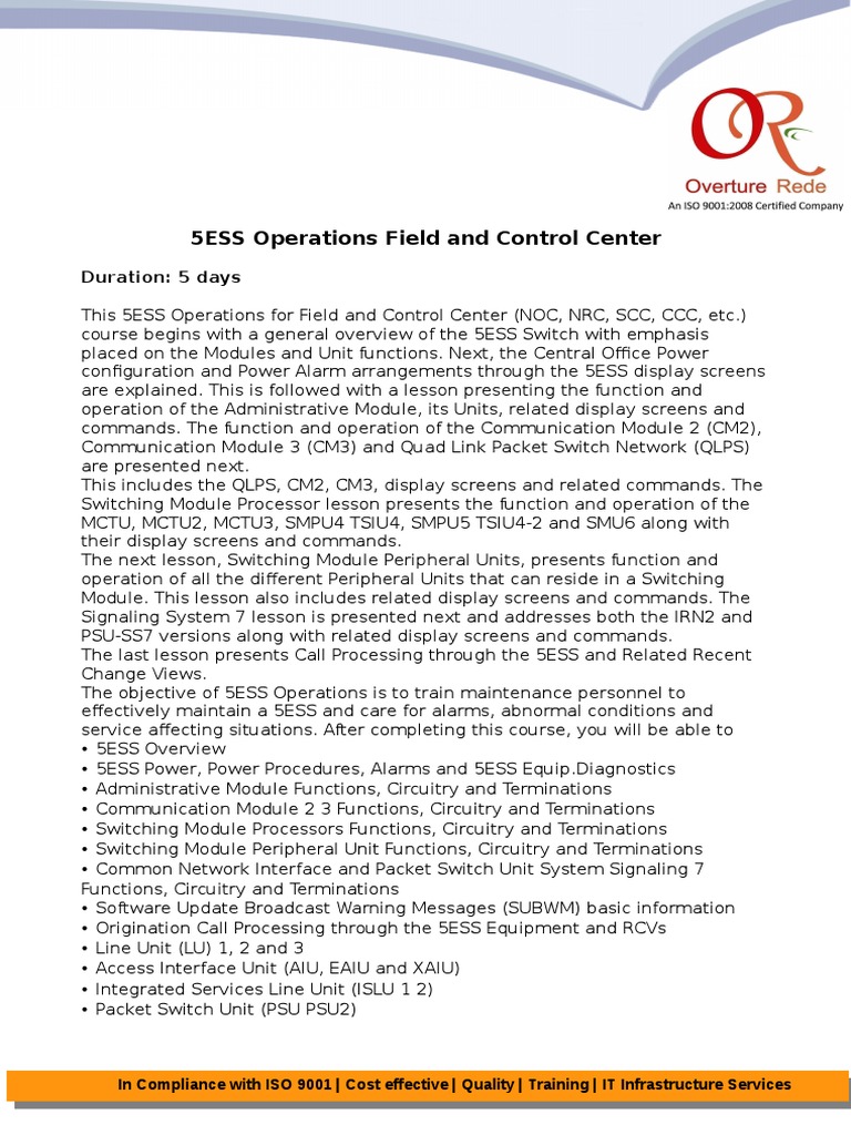 5ESS Operations Field and Control Center | Download Free PDF ...