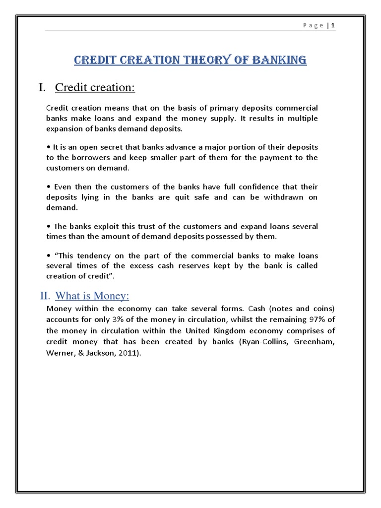 Credit Creation Theory of Banking | PDF | Money Creation | Credit