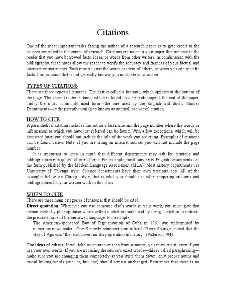 Citations Worksheet PDF | Download Free PDF | Citation