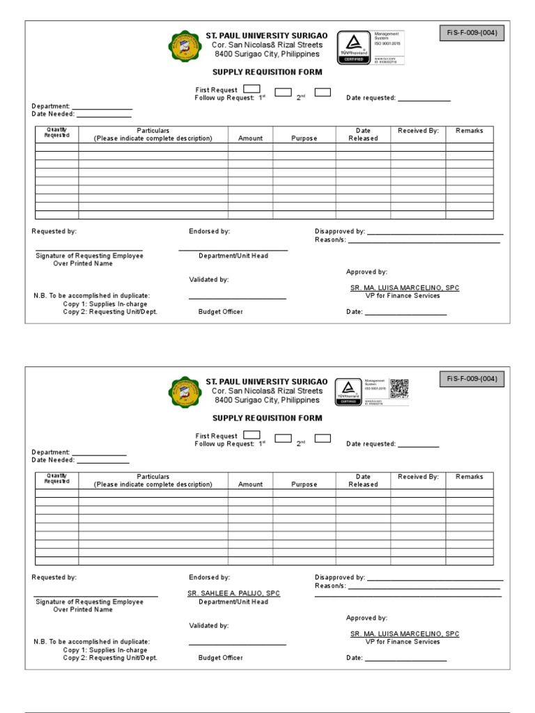 Supply Requisition Form | PDF | High Schools And Secondary Schools ...