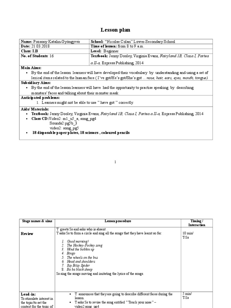 Lesson Plan 1st Graders | PDF | Cognitive Science | Behavior Modification