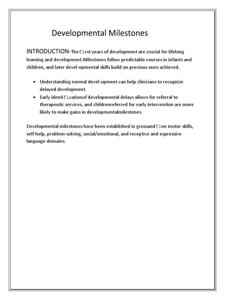 Developmental Milestones PDF