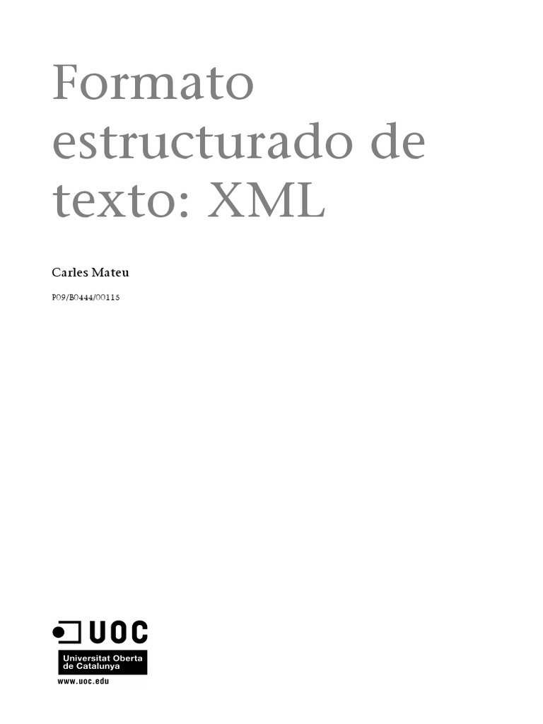Formato Estructurado de Texto: XML | PDF | Xml | HTML