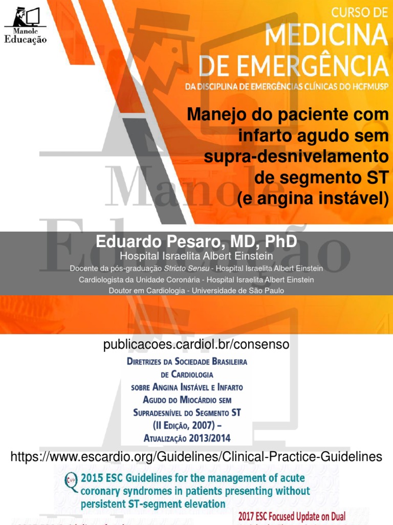 M3 Aula 5 - Infarto Agudo Sem Supra | PDF | Cardiologia | Isquemia