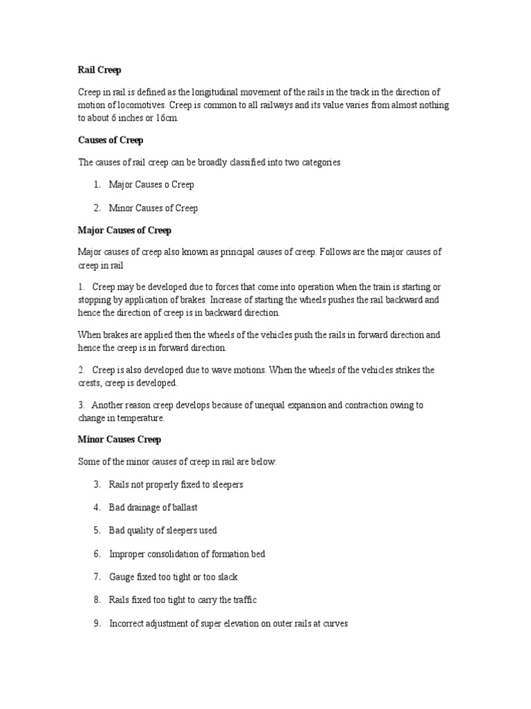 Creep | PDF | Track (Rail Transport) | Creep (Deformation)