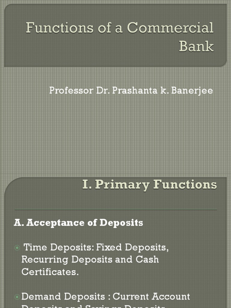Functions of A Commercial Bank | PDF