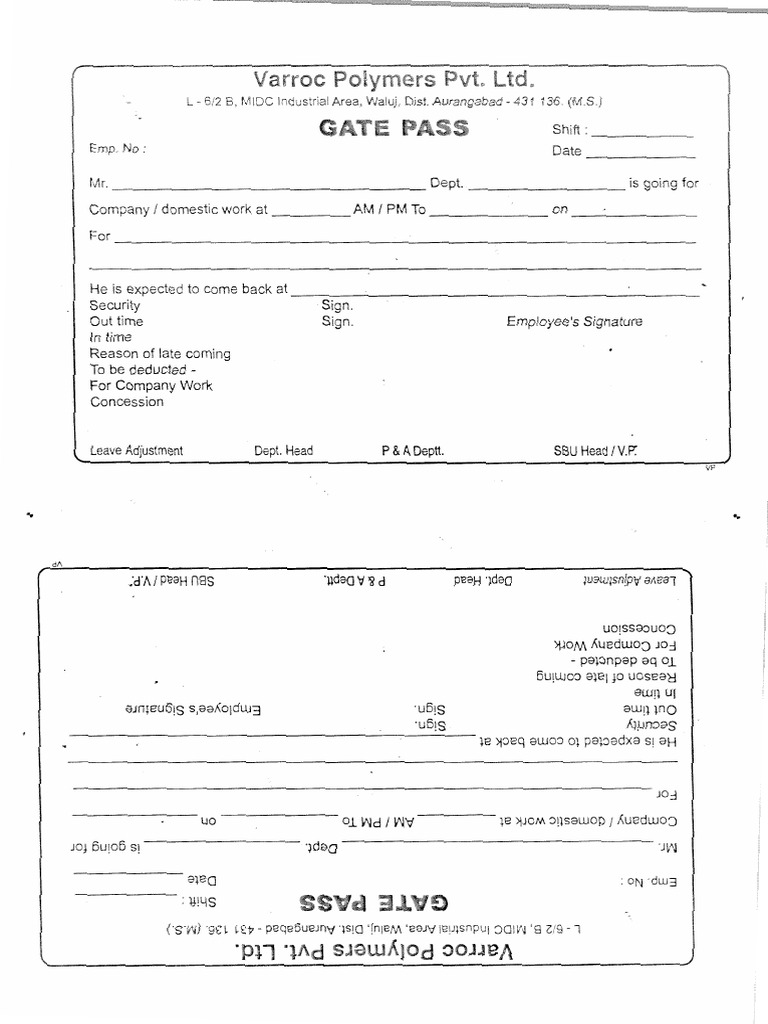 Gate Pass | PDF