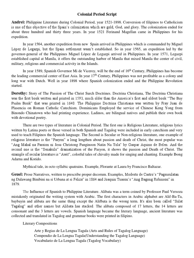 Colonial Period Script | PDF | Tagalog Language | Philippines