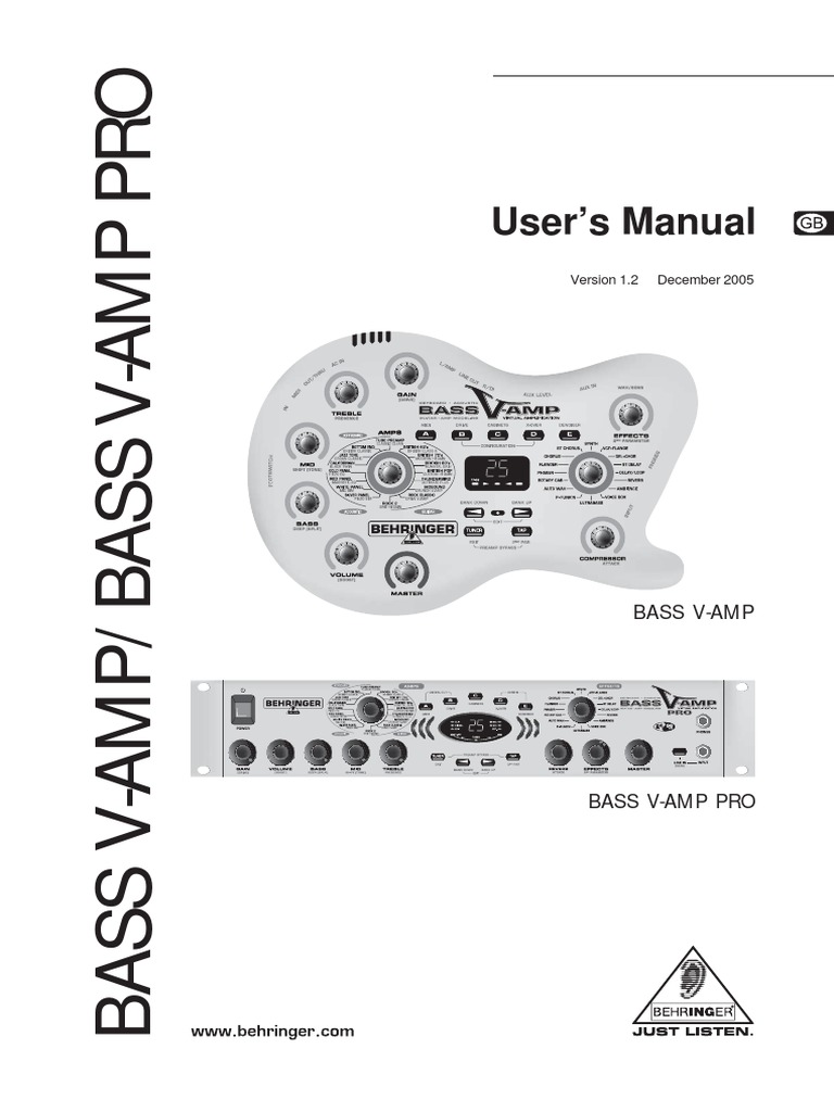 Manual Behrigher V-Amp Pro | PDF | Bass Guitar | Loudspeaker