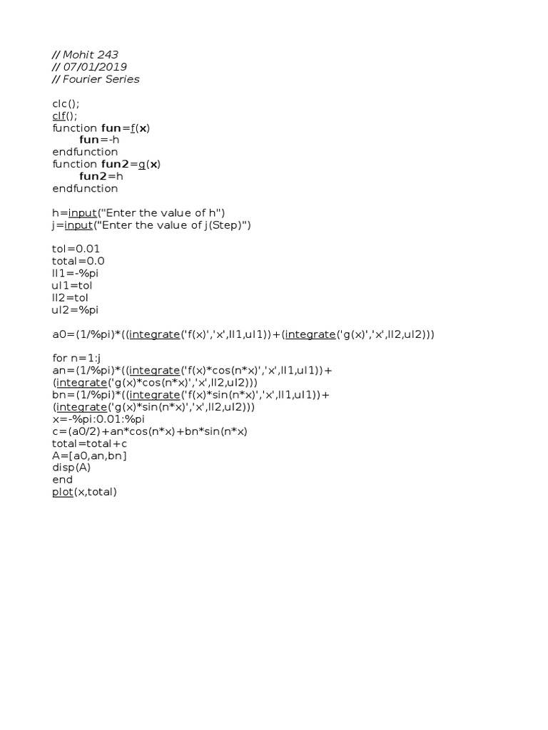 Fourier Series Code Analysis | PDF