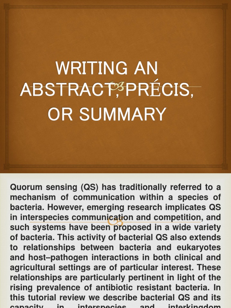 Writing An Abstract, Précis, or Summary | PDF | Bacteria | Gasoline