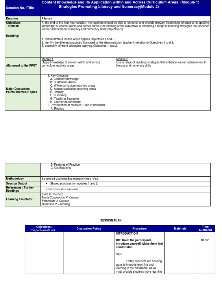 Session Guide Module 1 and 2 | Download Free PDF | Curriculum | Literacy
