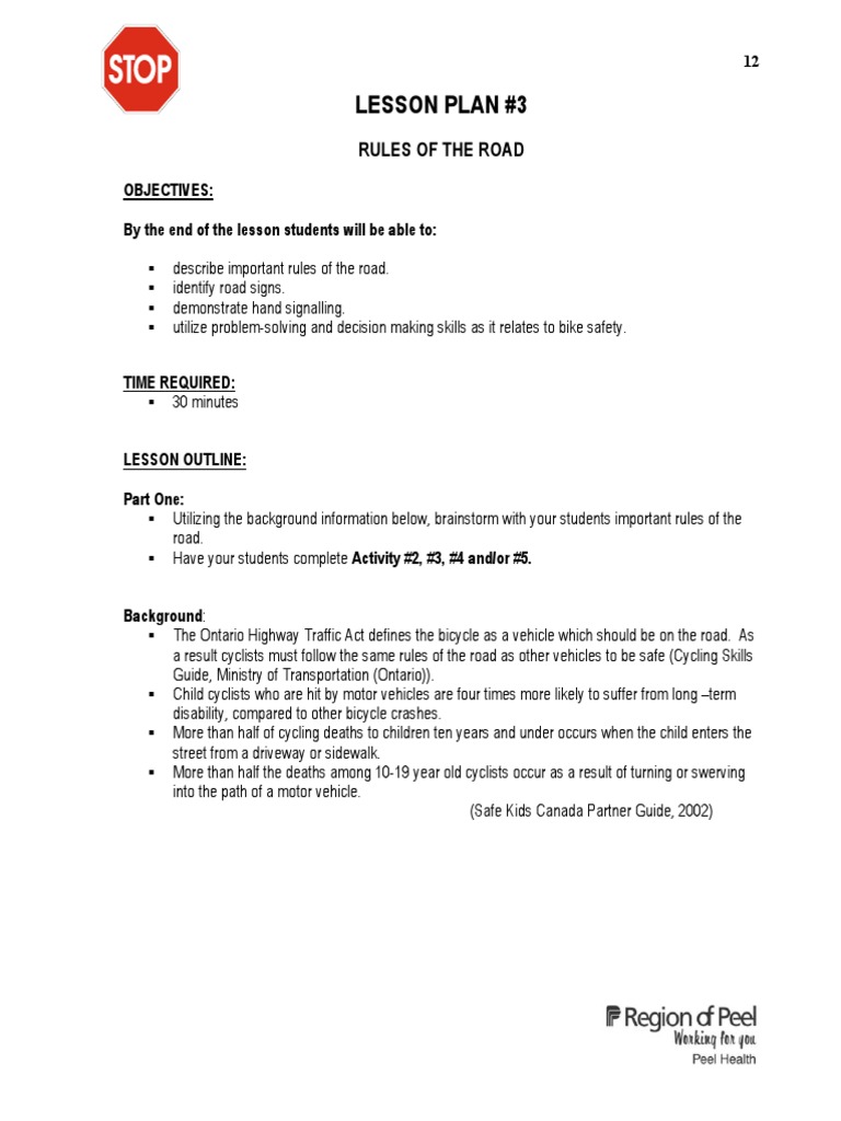 Lesson Plan #3: Rules of The Road | PDF | Traffic | Cycling Infrastructure