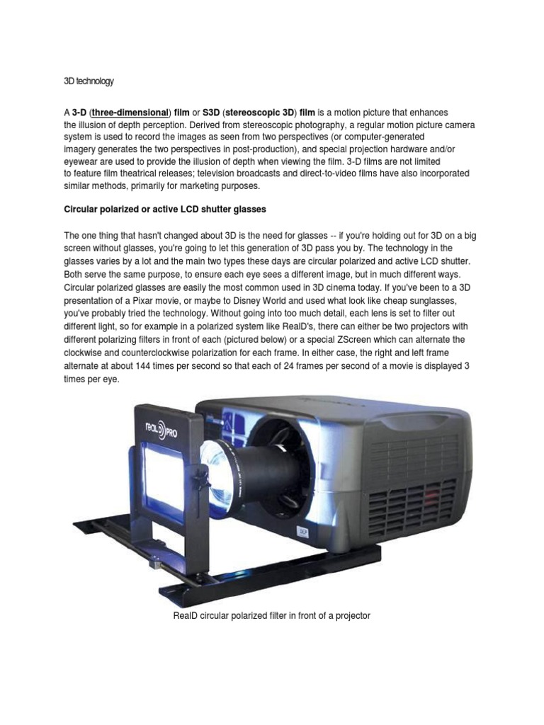 Circular Polarized or Active LCD Shutter Glasses | PDF | 3 D Film | Imaging