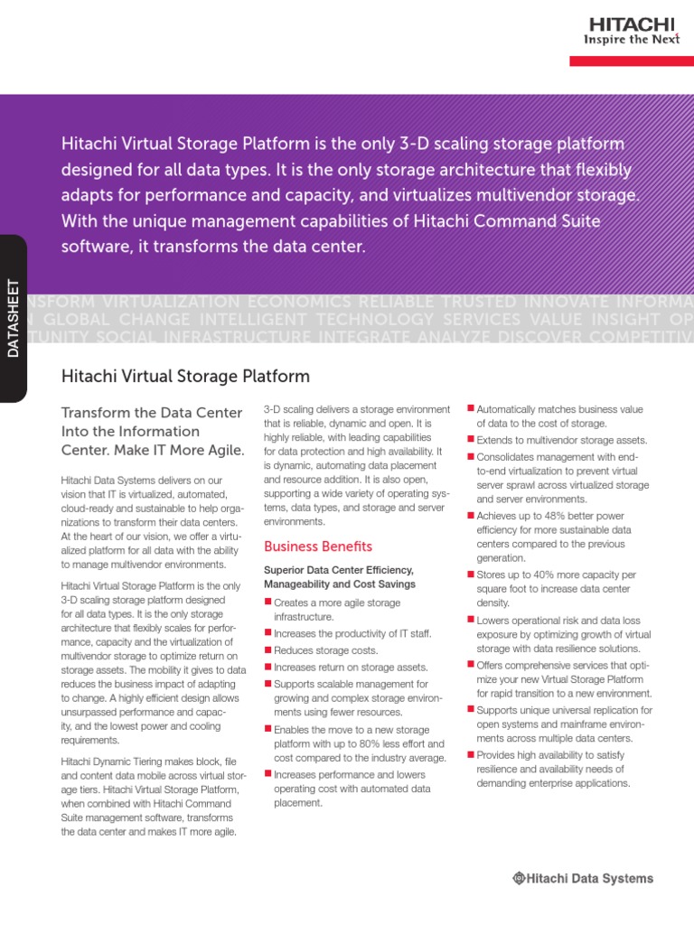 Hitachi Virtual Storage Platform - Datasheet | PDF | Data Center ...