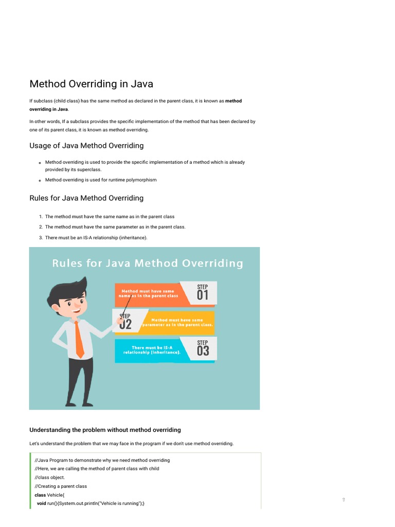 Method Overriding In Java Pdf Inheritance Object Oriented Programming Method Computer