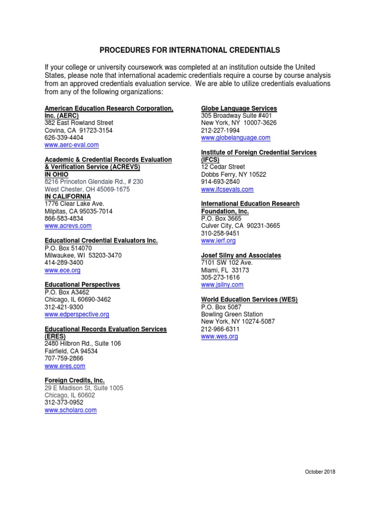 List of International Credential Evaluators | PDF | Educational ...