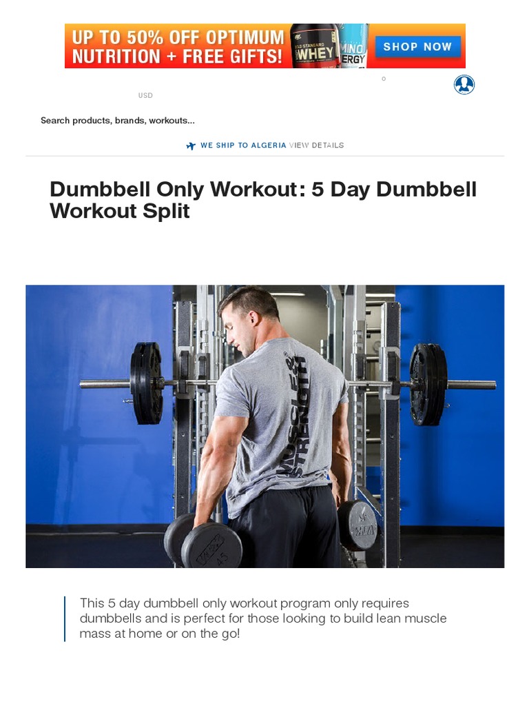 Dumbbell Only Workout - 5 Day Dumbbell Workout Split | PDF | Management ...