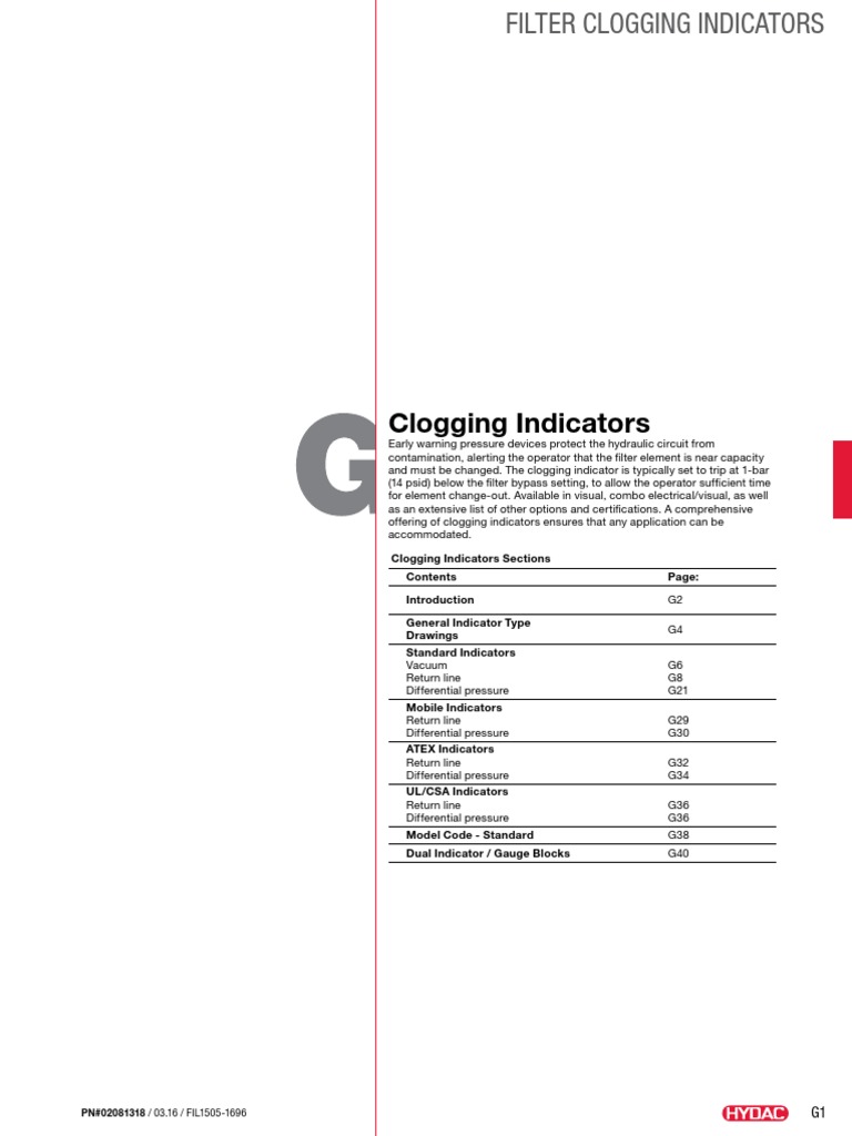 Clogging Indicators: Clogging Indicators Sections General Indicator ...