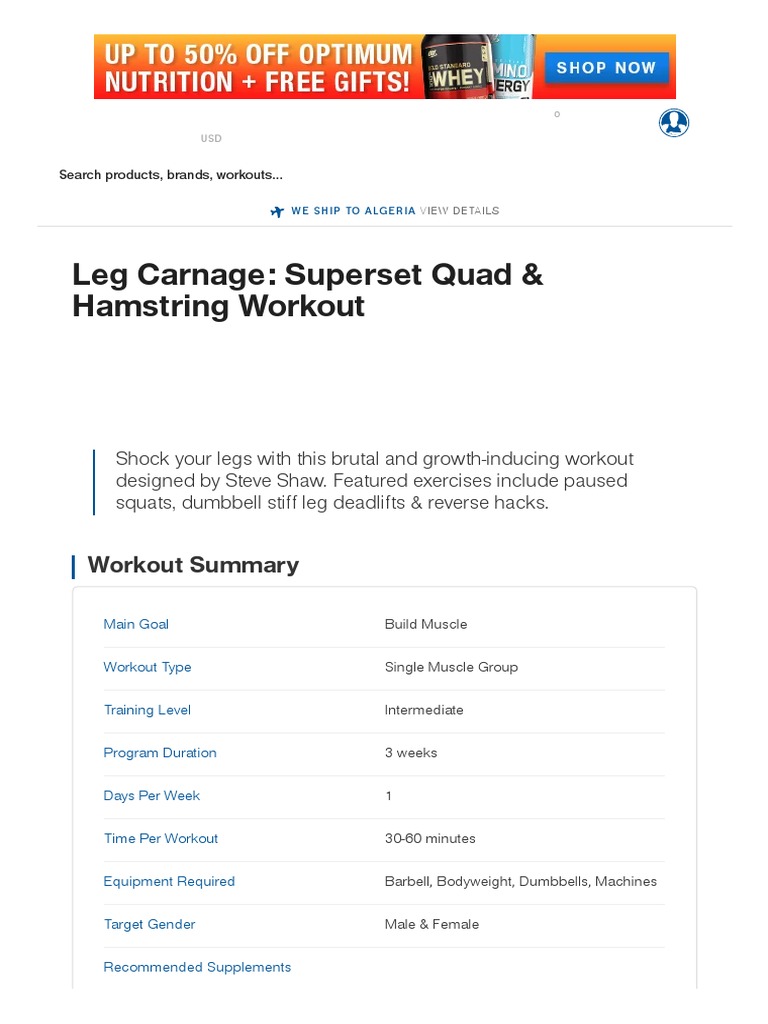 Leg Carnage - Superset Quad & Hamstring Workout - Muscle & Strength ...