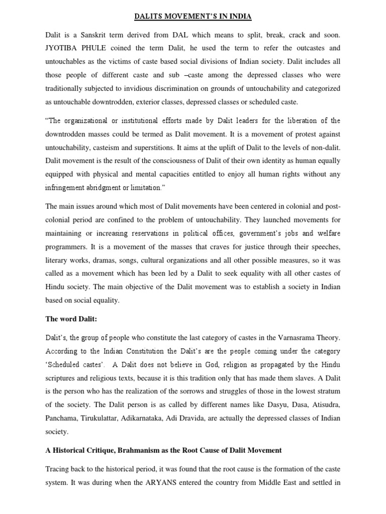 Dalit Movement in India | PDF | Dalit | Religion And Belief