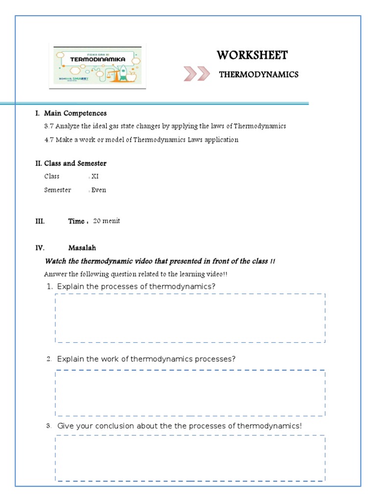 Worksheet: Thermodynamics | PDF
