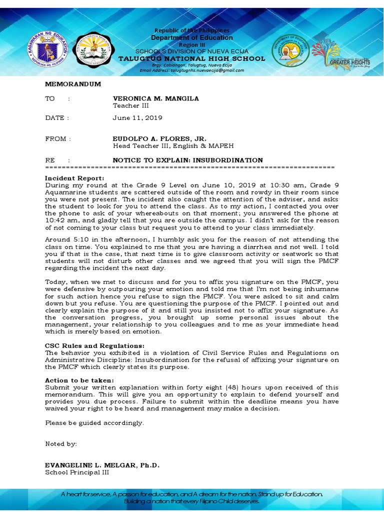 Memorandum Notice To Explain | PDF | Violence