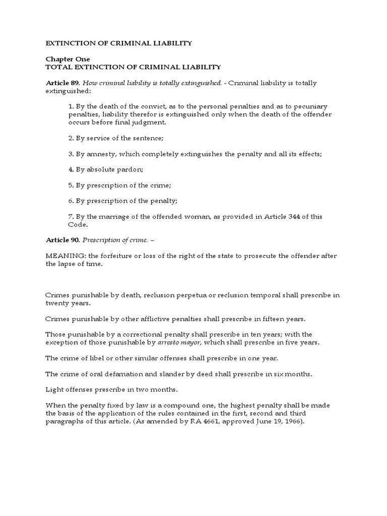 Extinction of Criminal Liability | PDF | Defamation | Sentence (Law)