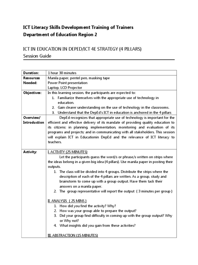 1 - ICT 4E Strategy (4 Pillars) | PDF | Educational Technology ...