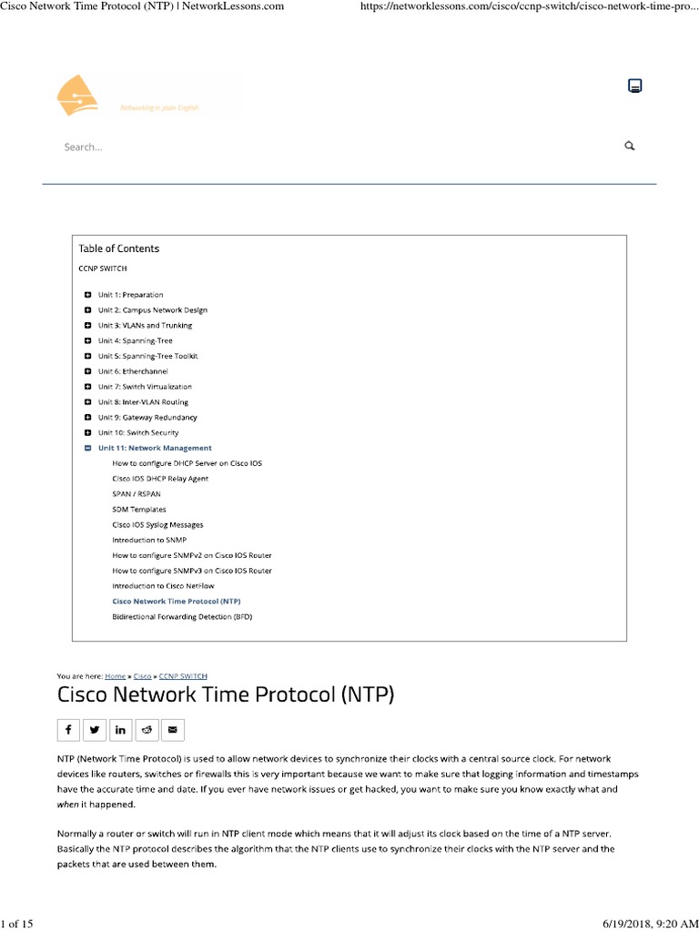 Cisco Network Time Protocol (NTP) | PDF | Internet Protocol Based Network Software | Data ...