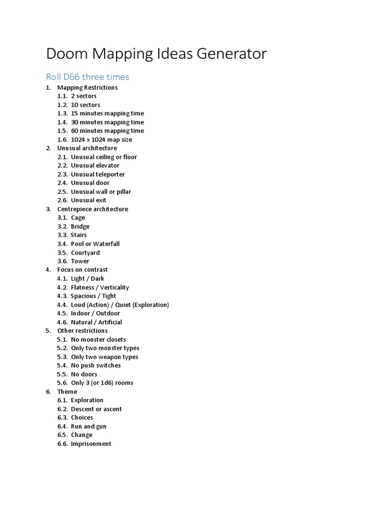 Doom Mapping Ideas Generator | PDF | Art Media | Leisure