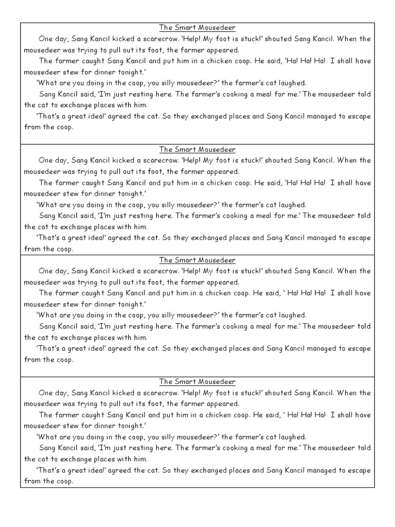 The Mousedeer and The Farmer | PDF | Animal Tales | Traditional Stories