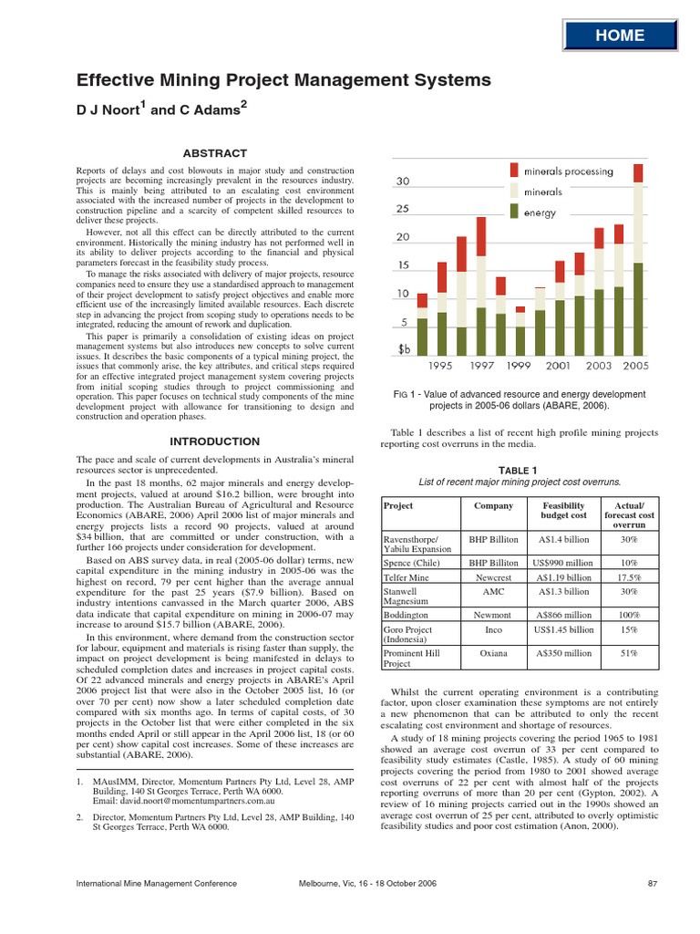 Effective Mining Project Management Systems PDF | PDF | Feasibility ...