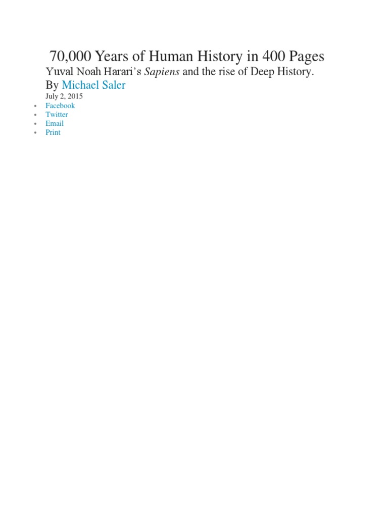 70,000 Years of Human History in 400 Pages: Michael Saler | PDF | Human ...