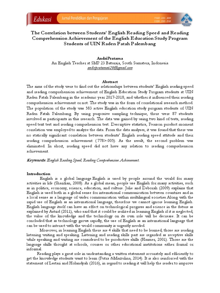 Reading Speed | PDF | Reading Comprehension | Data Analysis