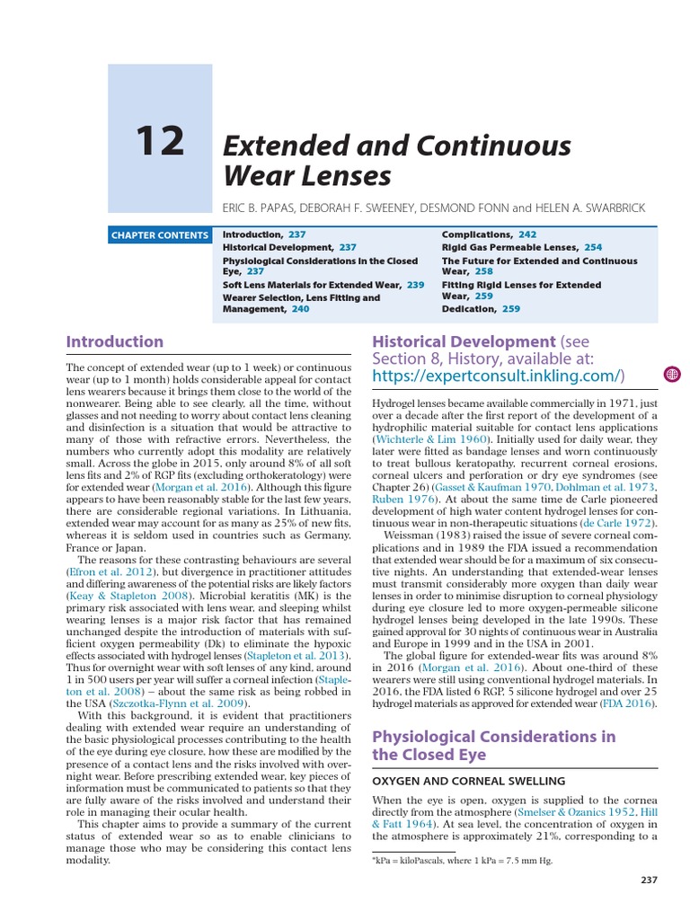 Extended and Continuous Wear Lenses | PDF | Contact Lens | Ophthalmology