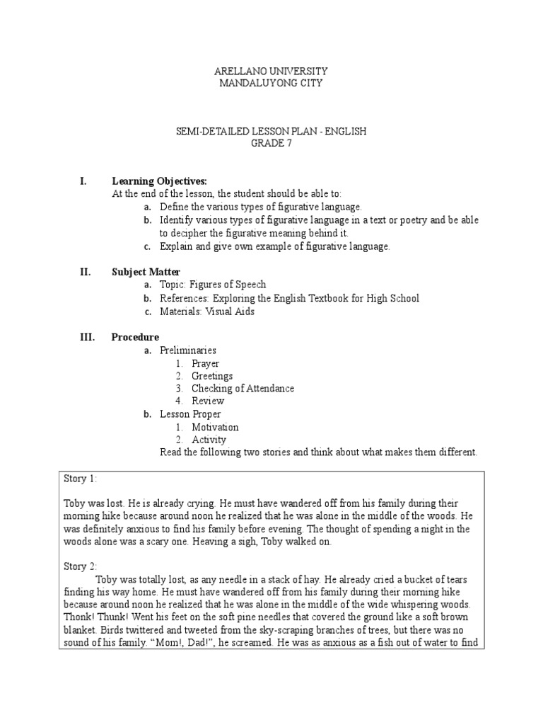 Figures of Speech Lesson Plan | PDF | Metaphor | Communication