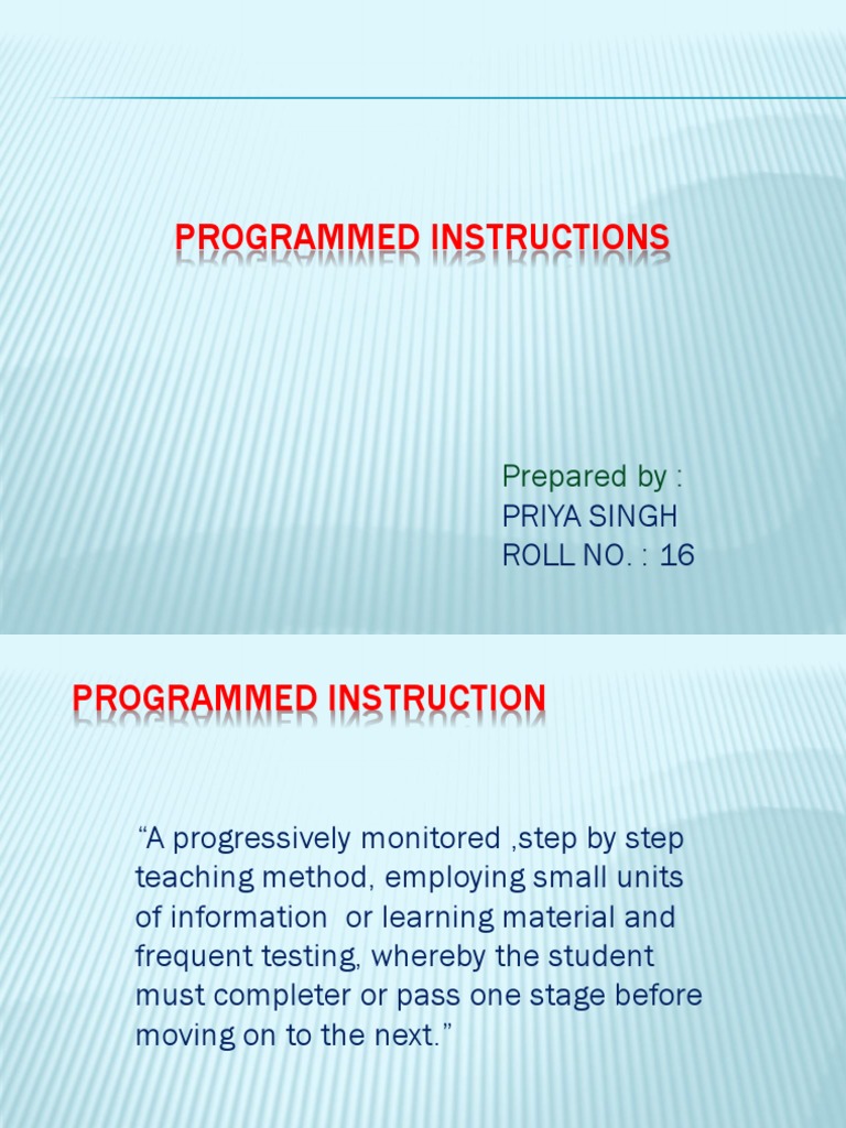Programmed Instruction | Download Free PDF | Multiple Choice | Behaviorism